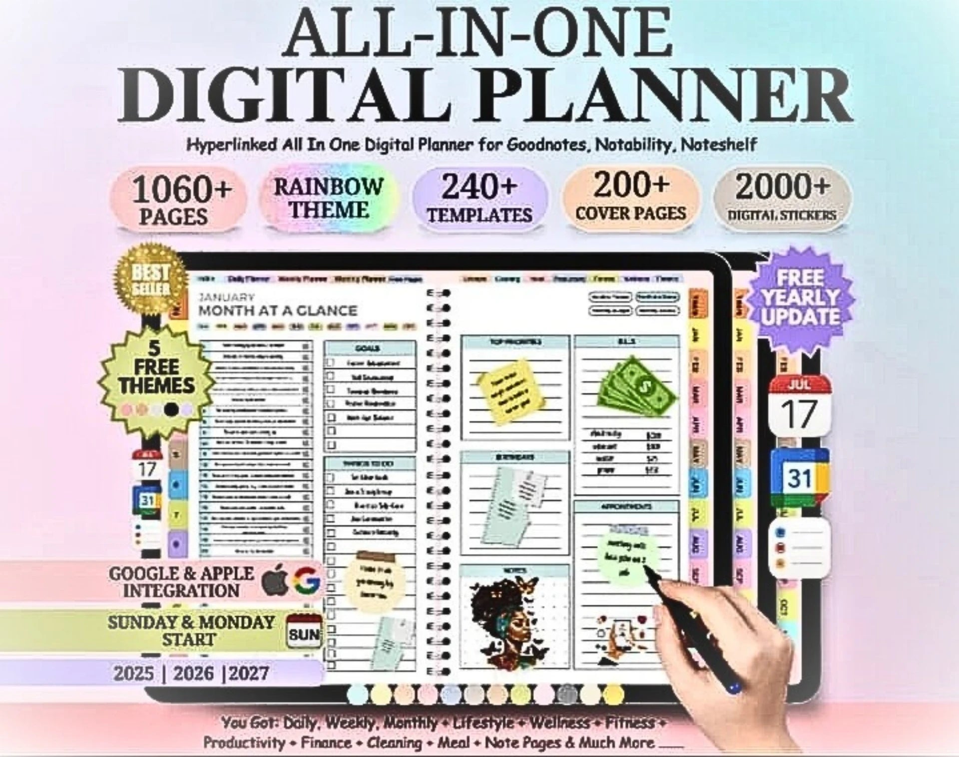 All-in-One Hyperlink Digital Planner 2025 2026 2027 – Wieco Creations